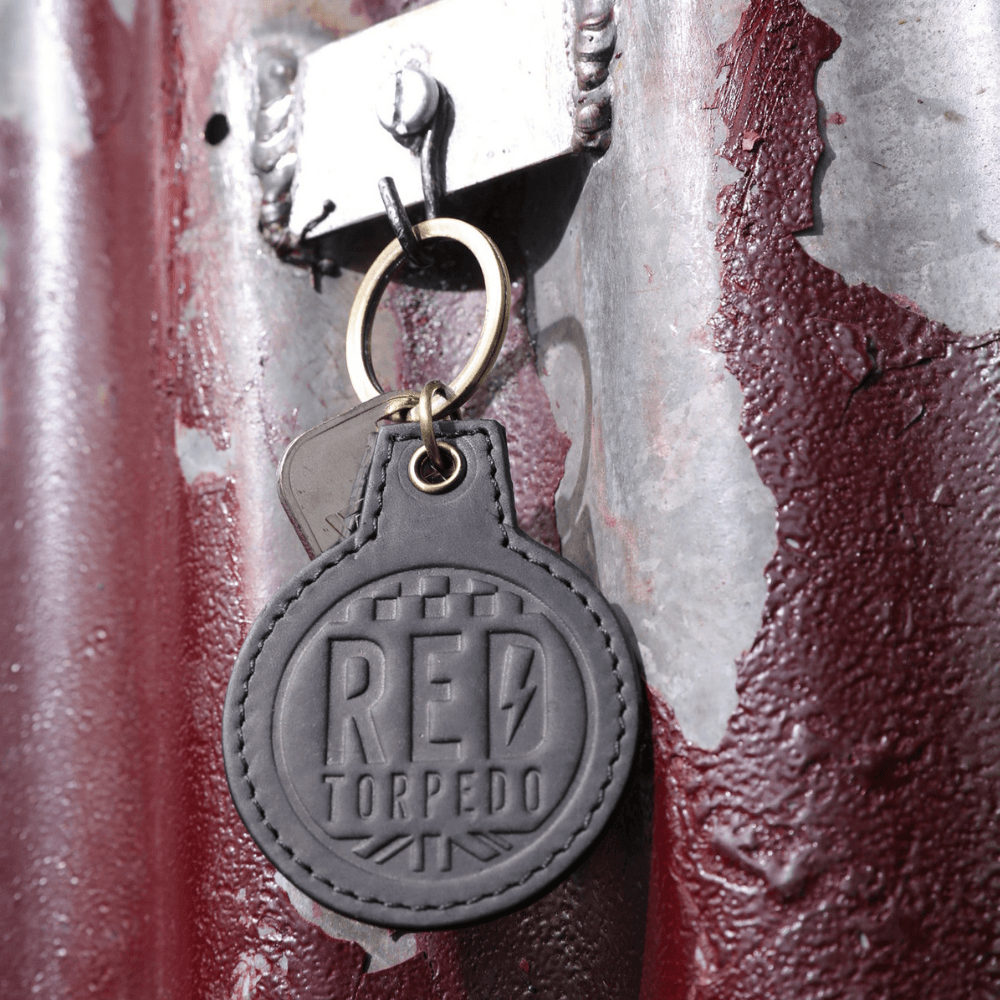 Red Torpedo Black Leather Keyring - Red Torpedo